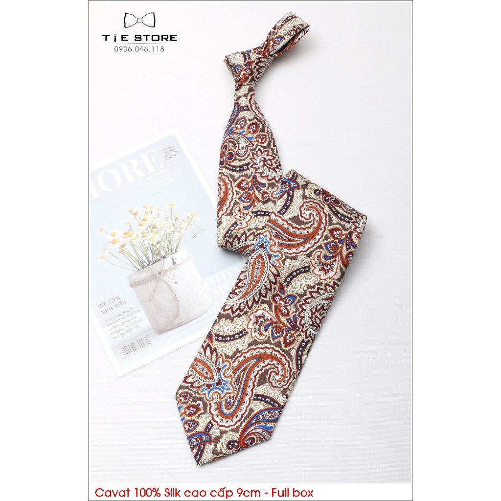 Cà Vạt Nam Bản lớn 9cm - Cavat 100% silk Cao Cấp họa tiết retro Paislay - tặng kèm hộp | Shopee ...