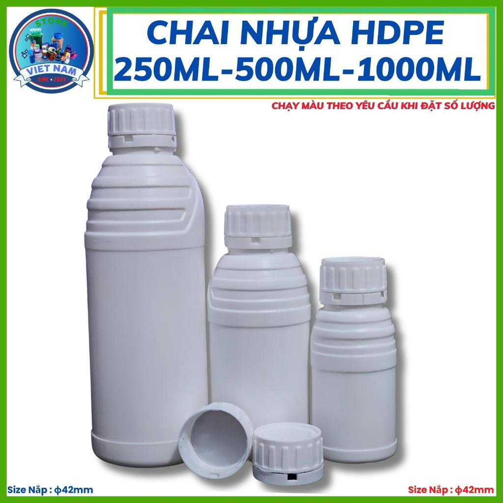 Chai Nhựa HDPE Siêu Dầy (Cam Kết) - Nắp Trắng Size ɸ42.5mm + Seal Nhôm (250ml - 500ml - 1000ml ...