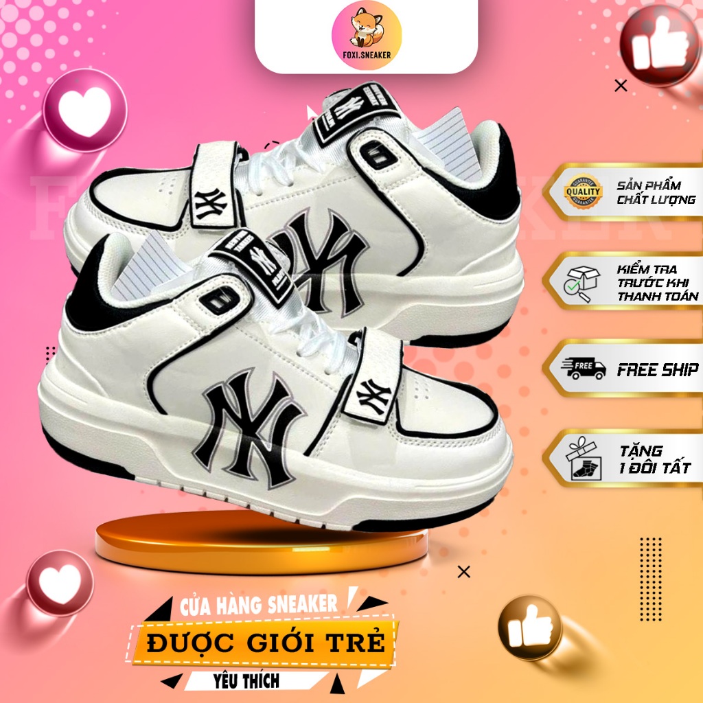 Sneaker MLB Nam Nữ Dán Đen , MLB NY Dán Đen Bản Cao Cấp Full Box, Full ...