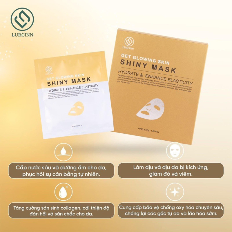 MẶT NẠ THẠCH CẤP NƯỚC LURCINN Shiny Mask 3 miếng | Shopee Việt Nam