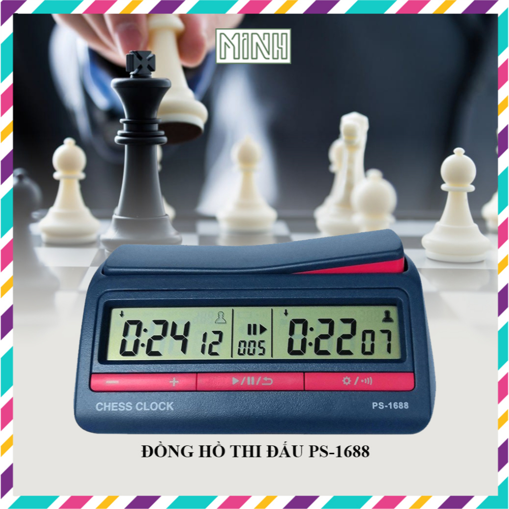 Đồng Hồ Cờ Vua cờ tướng cờ vây dùng trong thi đấu PS-1688 (42 chế độ chơi) màu Xanh có kèm PIN ...