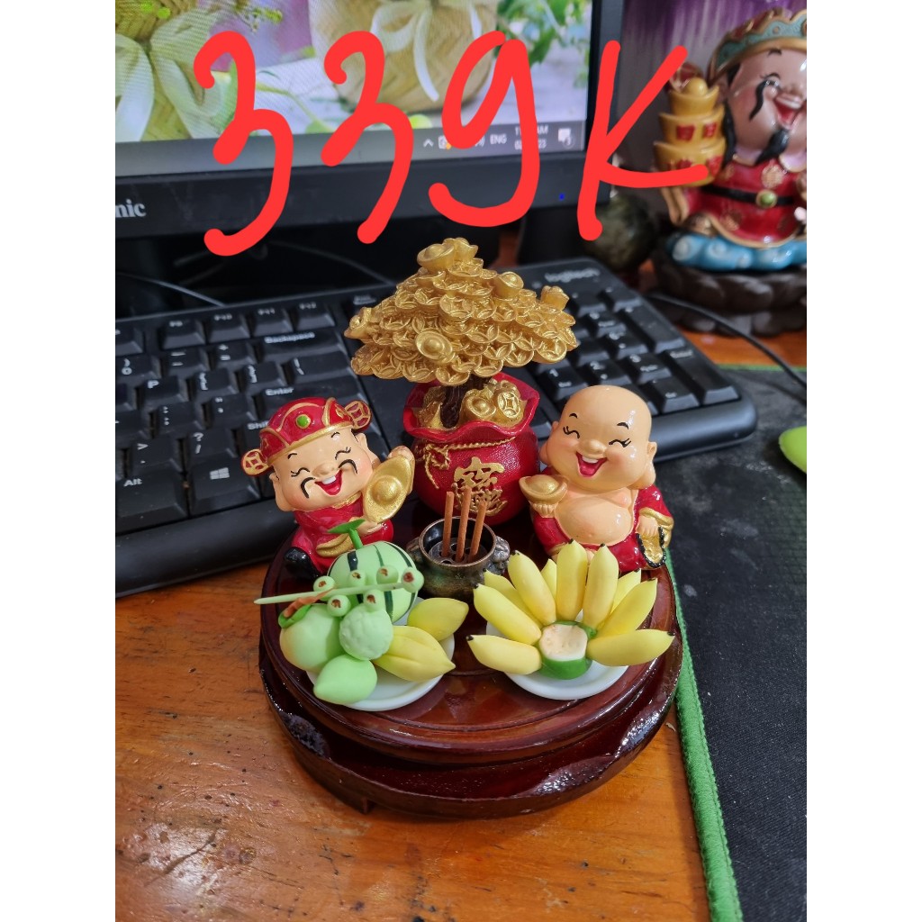 Combo Tết 339K (cặp Thần Tài - Thổ Địa 4cm + cây tiền + Ngũ Quả + dĩa ...
