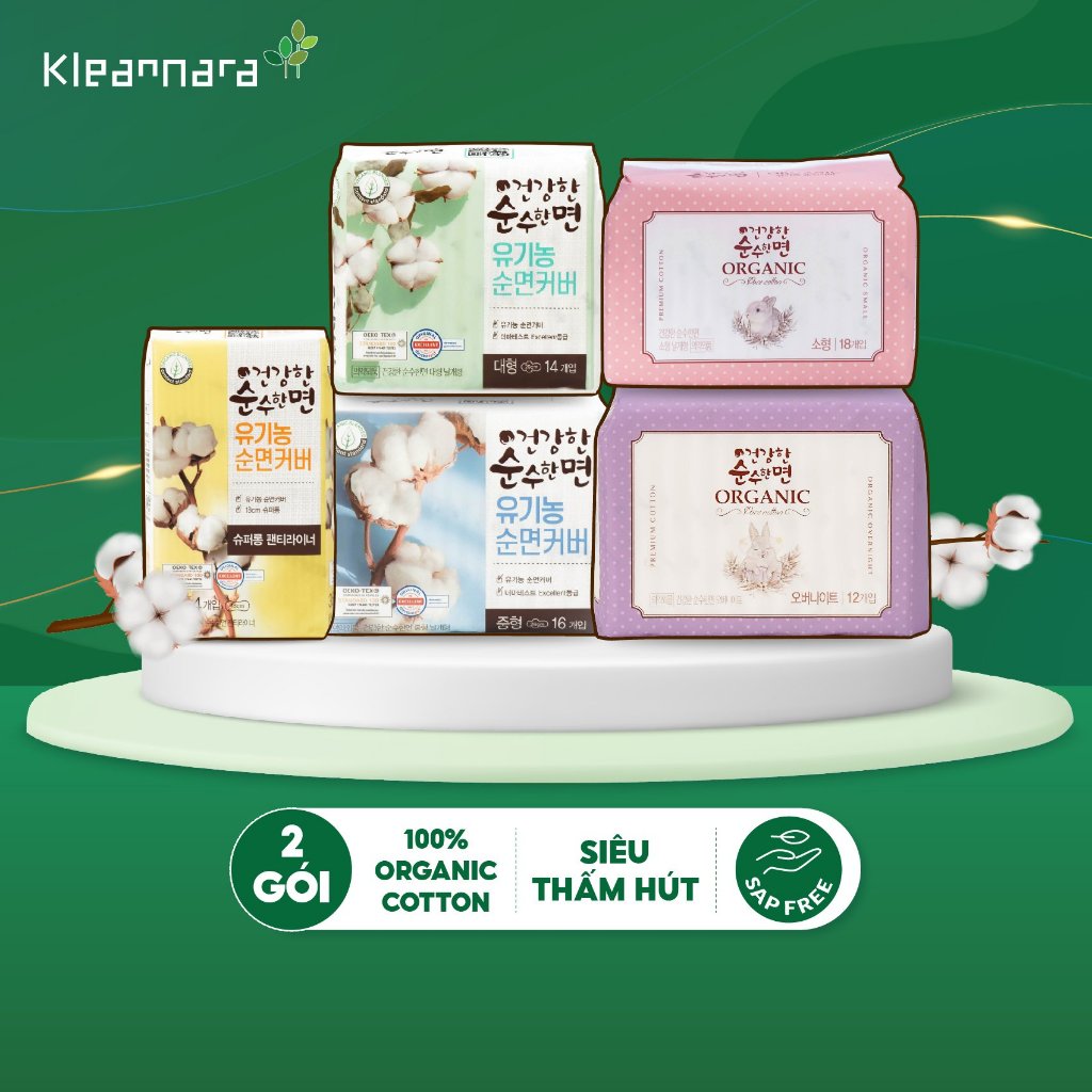Combo 2 gói băng vệ sinh Kleannara Organic Hàn Quốc siêu thấm hút ban ...