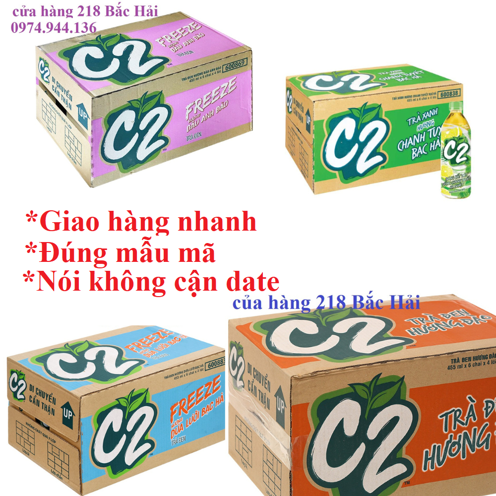 Thùng C2 Chanh Đào đủ vị 24 chai 455ml (giao hỏa tốc) | Shopee Việt Nam