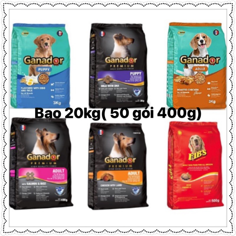 20kg(50 goi 400g) THỨC ĂN CHÓ GANADOR FIB'S 20kg: DHA, Cừu, Gà, Cá Hồi ...