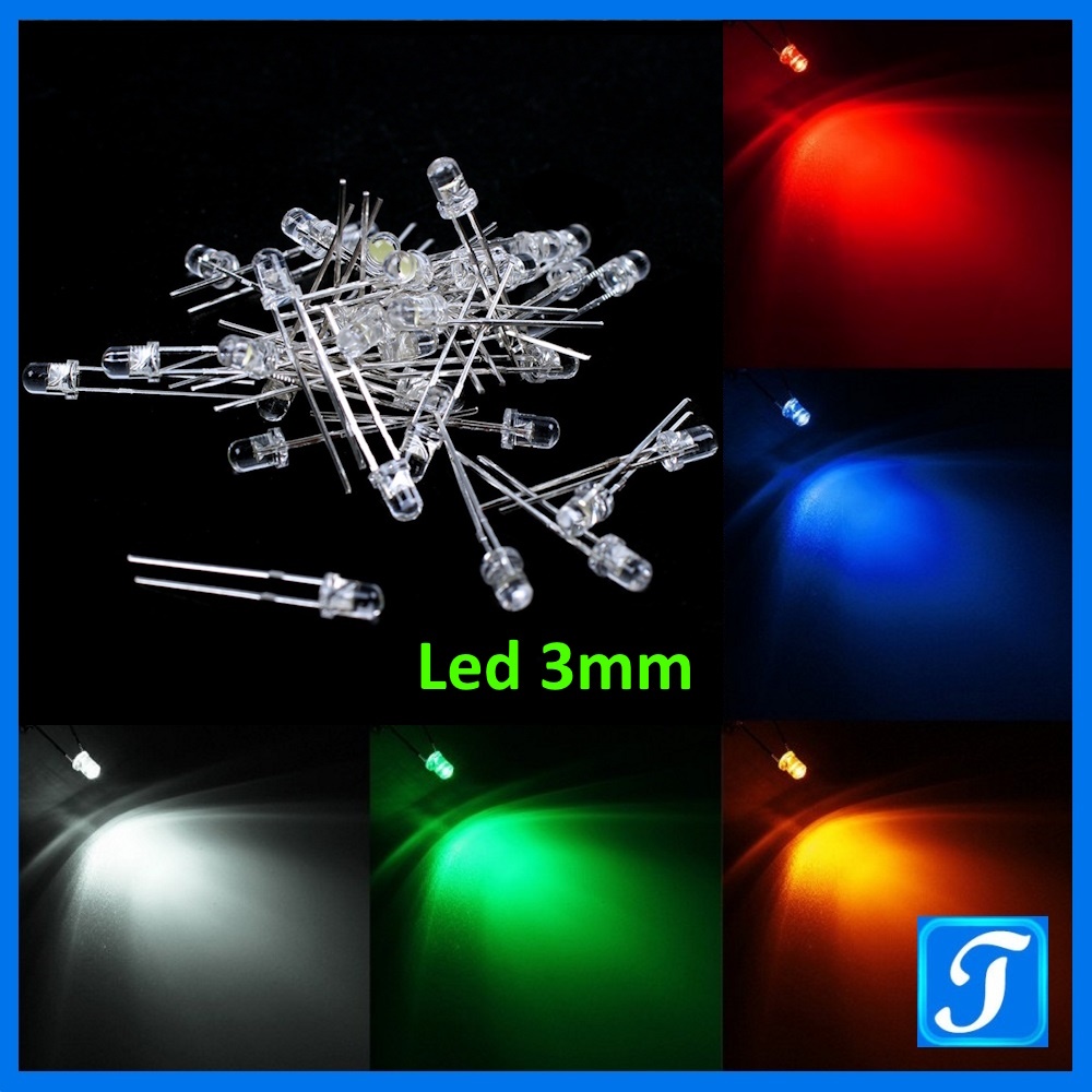 Bóng Led Siêu Sáng 3mm / Đèn Led Đơn Màu Đỏ, Vàng, Xanh Lá, Trắng, Xanh ...