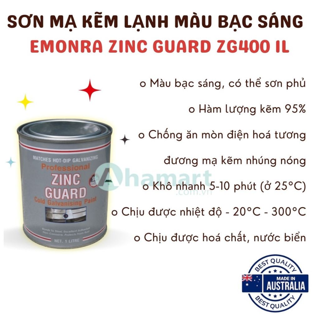 Lon sơn mạ kẽm lạnh Emonra Zinc Guard ZG400 màu bạc sáng 1L | Shopee ...