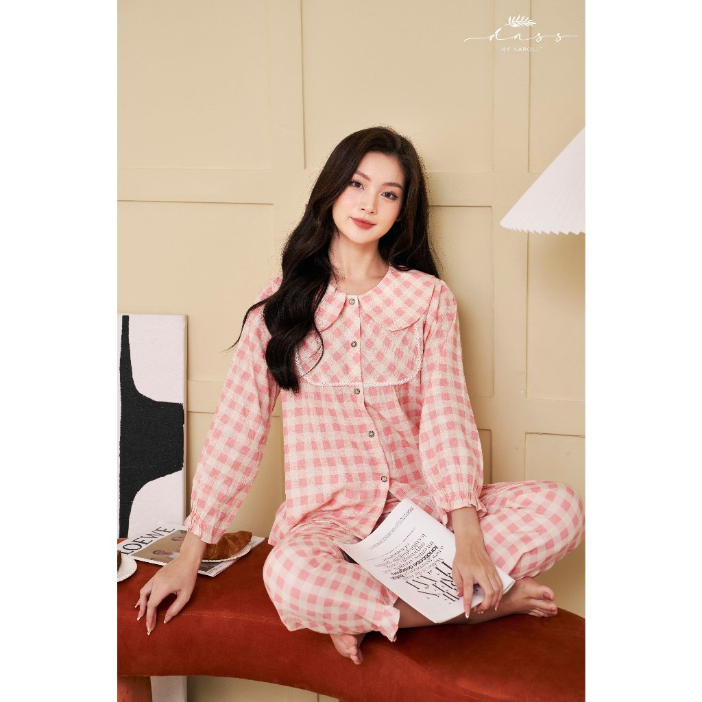 Đồ bộ nữ ANSS by Karoll quần dài tay dài chất thô kate siêu mềm mượt ...