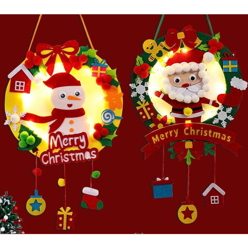 Vòng treo cửa NOEL -Bộ Vòng Hoa Handmade Có Đèn Led Treo Trang Trí cửa ...