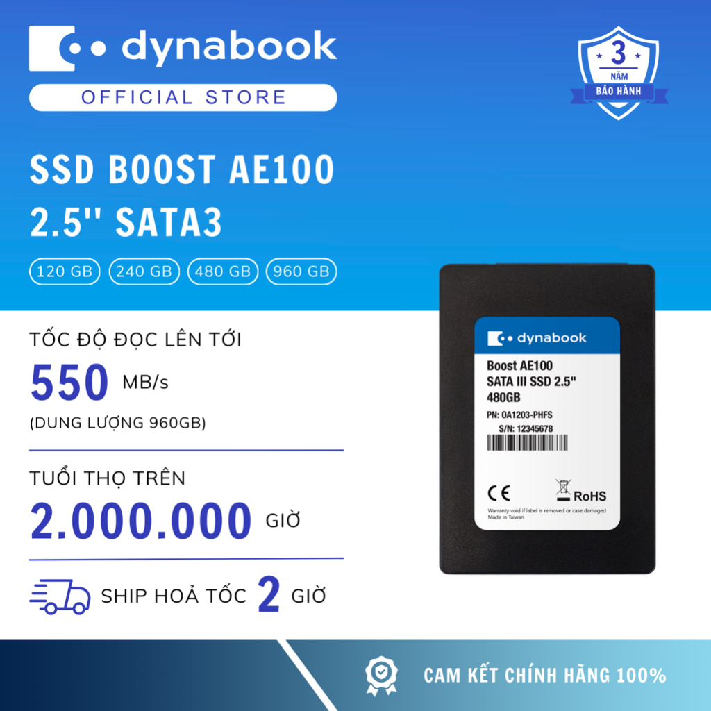 Ổ cứng SSD DYNABOOK AE100 dung lượng 240GB/480GB/960GB SATA 3 2.5"| Bảo ...
