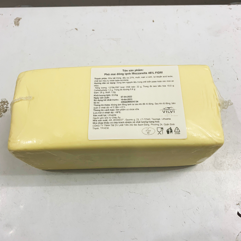 Phô mai Mozzarella VILVI kéo sợi khối 2,5kg ( chuyên xài bánh đồng xu ...