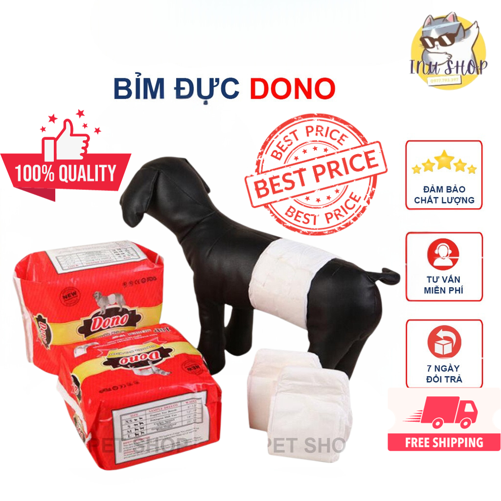 Bỉm cho chó đực DINO size XS, S, M, L. Thấm hút tốt, khô thoáng, tiện ...