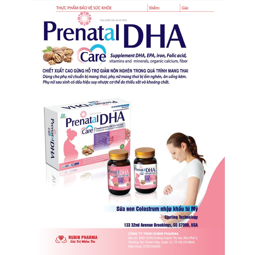 Bầu đôi Prenatal DHA Care (Hộp 02 Lọ x 30 Viên/Lọ) - Bổ sung DHA, EPA ...