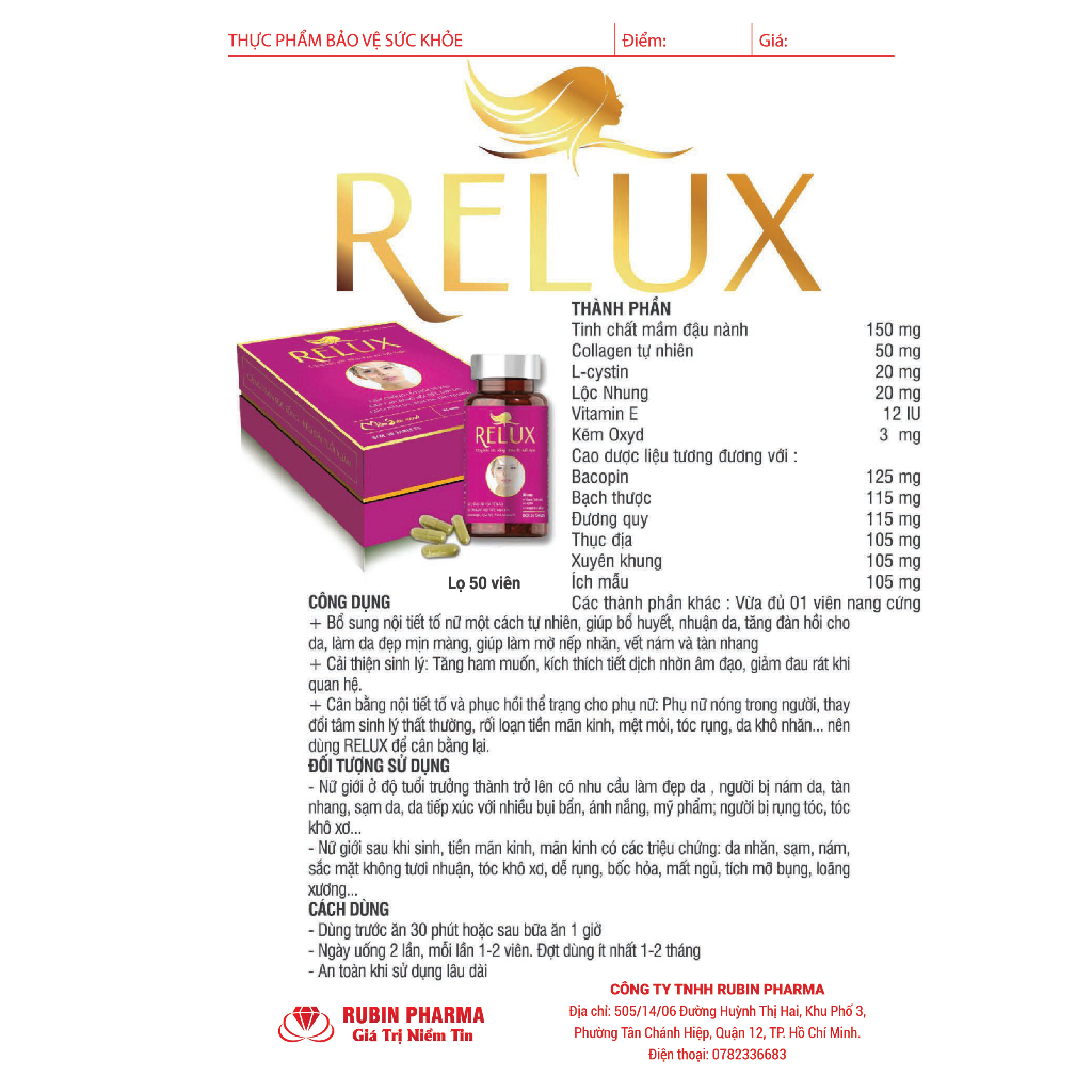 Viên uống nội tiết tố Relux (Hộp 50 viên) | Shopee Việt Nam