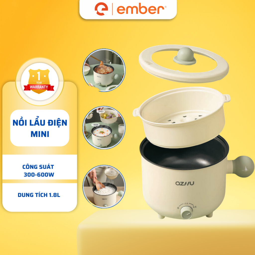 Nồi Lẩu Điện Đa Năng AZHU 2 Nấc Nhiệt Kèm Giá Hấp 18cm Dung Tích 1,8L ...