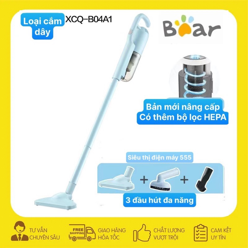 Máy hút bụi Bear XCQ-B04A1 bản cao cấp có lưới lọc HEPA và 3 đầu hút đa năng mẫu mới nhất ...