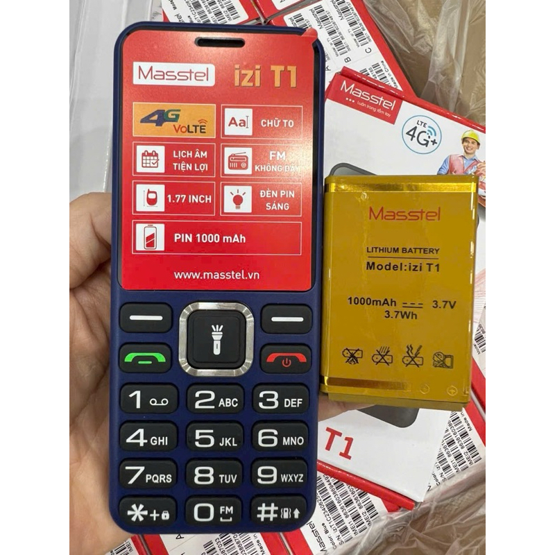 Điện Thoại Masstel izi T1 4G Màn hình 1.8in, pin 1.000mAh, đèn pin, FM ...