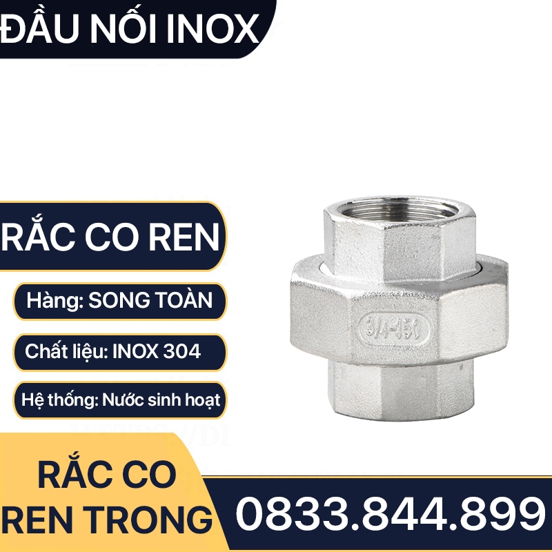 Rắc Co Inox 304, Đầu Nối Rắc Co Ren Trong Inox 304 21 27 34 42mm ...