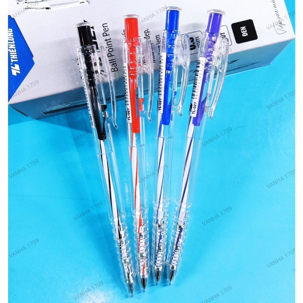 Thiên Long TL027 [Hộp 20c] Bút Bi Mực Xanh, Đen, Đỏ và Tím 0.5mm ...