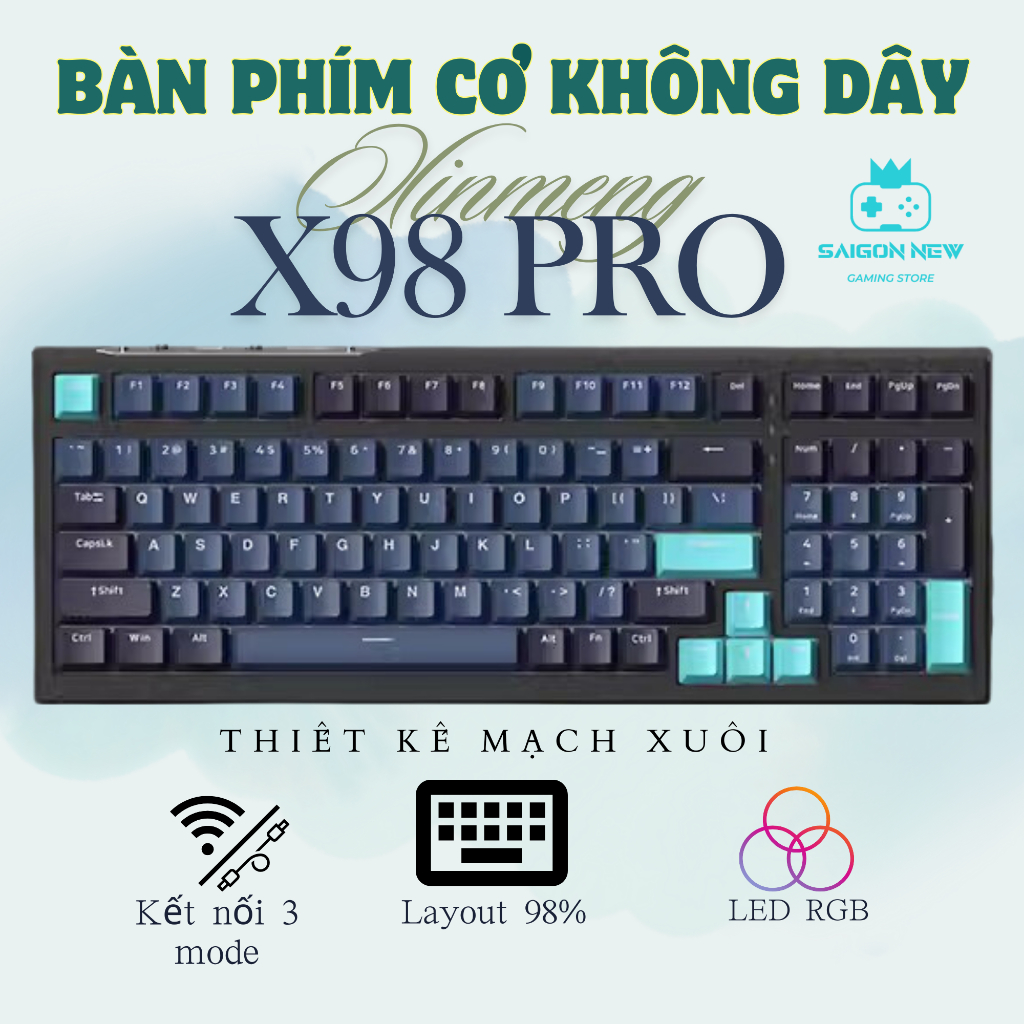 Bàn Phím Cơ Không Dây Xinmeng X98 PRO - LED RGB Cao Cấp - Hotswap 5 Pin ...