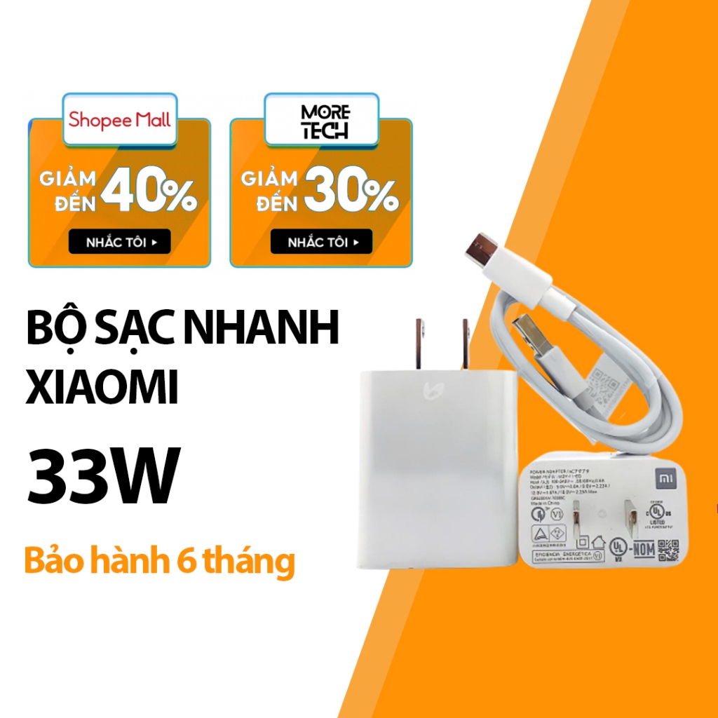 Sạc Xiaomi 33w Chính Hãng gồm Củ sạc nhanh Xiaomi và dây sạc Xiaomi Type C Mi Turbo MORE bảo ...