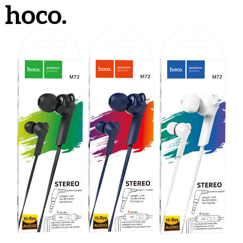 Tai nghe dây Hoco M72 có Mic đàm thoại dây dài 1.2m chân cắm 3.5mm ...