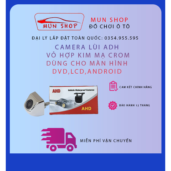 Camera Lùi AHD Vỏ Hợp Kim Mạ Crom Dùng Cho Màn Hình DVD, LCD, Android ...