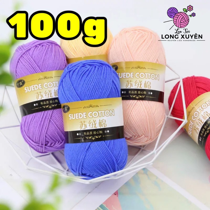 Len Suede Cotton 100g, Len cotton tơ tằm | Shopee Việt Nam