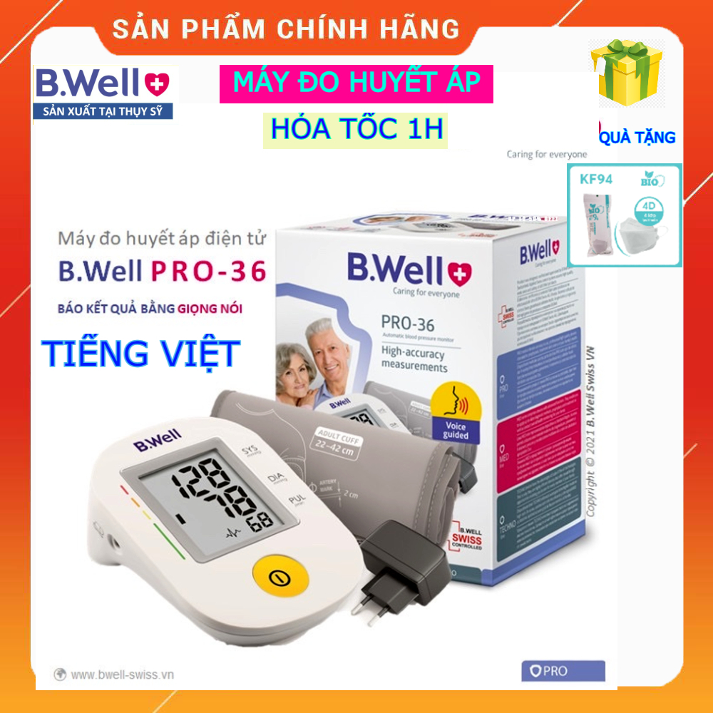 (HỏaTốc1h) Máy đo huyết áp B.Well Swiss PRO-36 giọng nói Tiếng Việt - Bwell Pro36 - Đo bắp tay ...