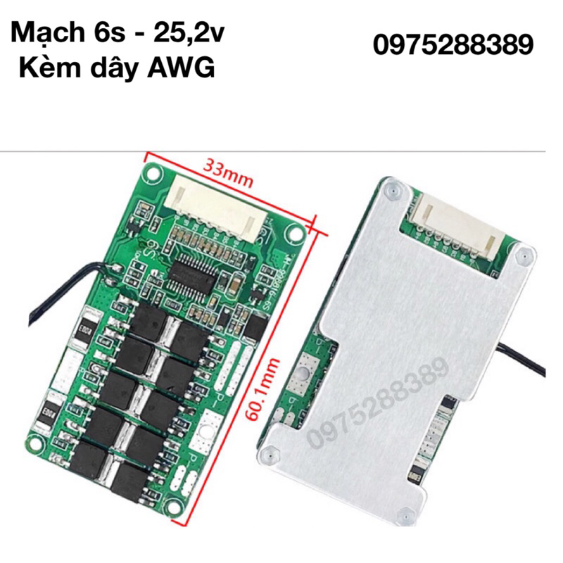 Mạch sạc xả và bảo vệ khối pin 6s - 25,2v có giắc cắm kèm day AWG ...