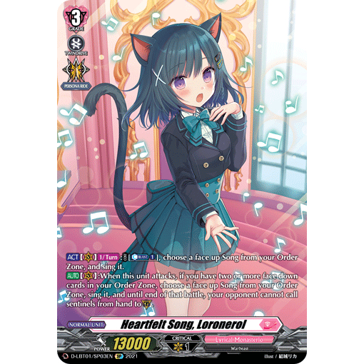 [ Cardfight!! Vanguard] 01 thẻ trò chơi Heartfelt Song, Loronerol ...