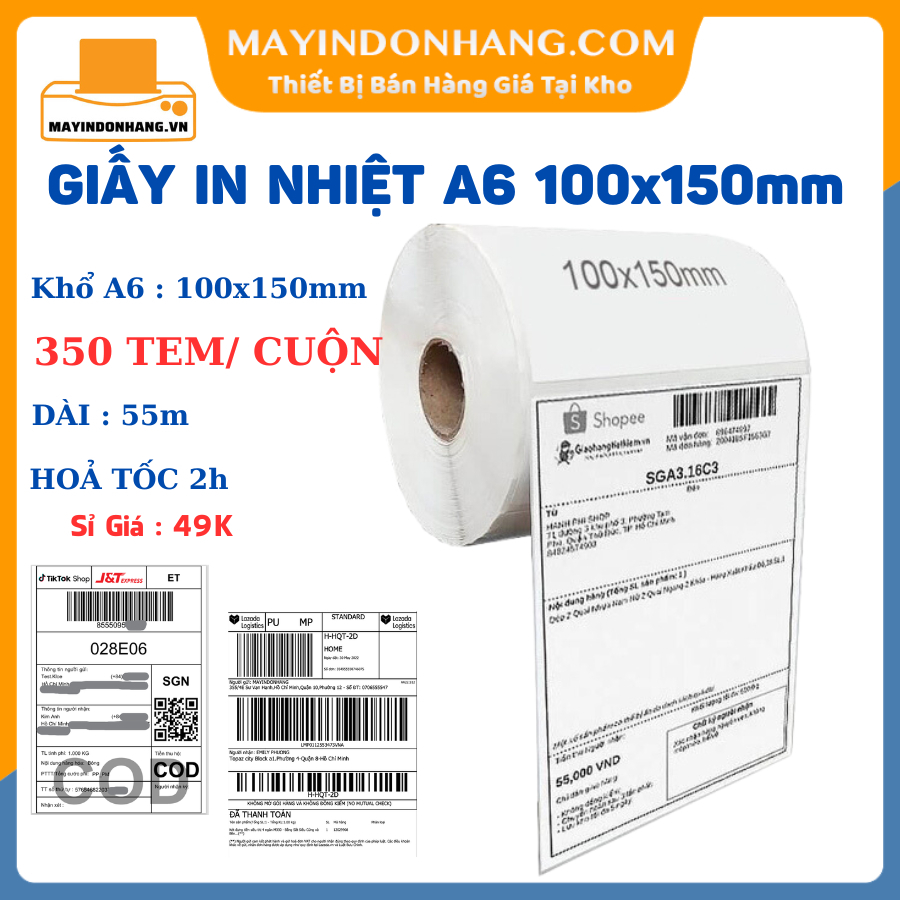 Combo 10 Cuộn Giấy In Nhiệt, Decal Dán A6 In Đơn Shopee, Sàn TMĐT Khổ ...