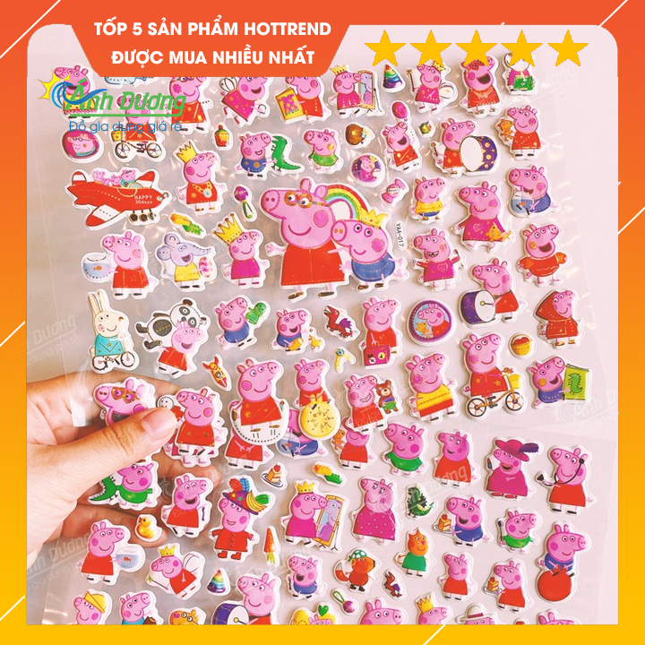 Sticker 3D dán nổi - hình gia đình heo Peppa | Shopee Việt Nam