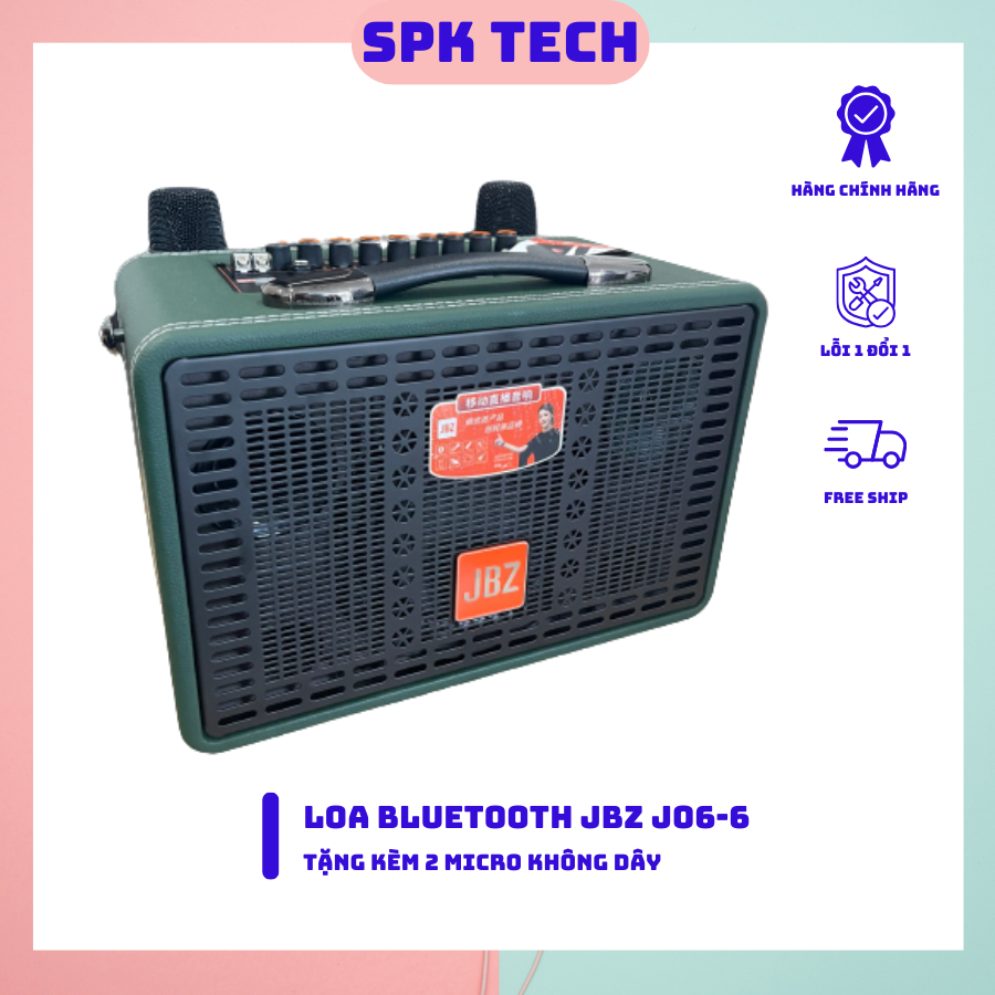 Loa karaoke bluetooth JBZ J06-6 tặng 2 micro không dây | Shopee Việt Nam
