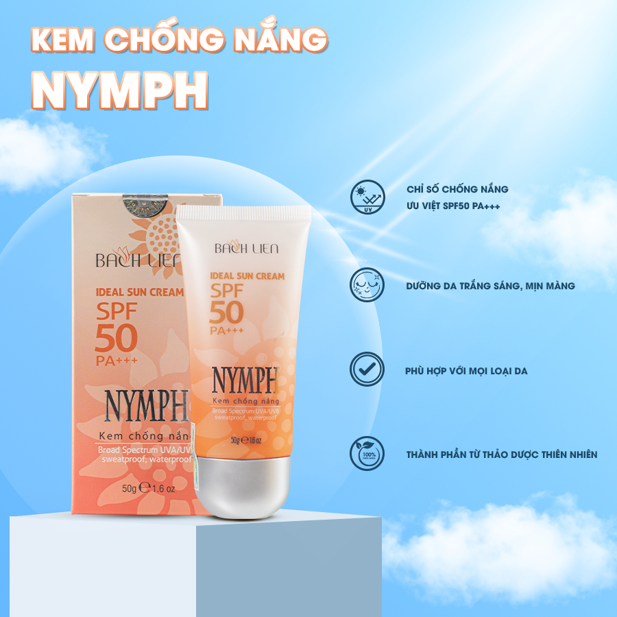 [CHÍNH HÃNG] Kem chống nắng Bạch Liên NYMPH 50G | Shopee Việt Nam