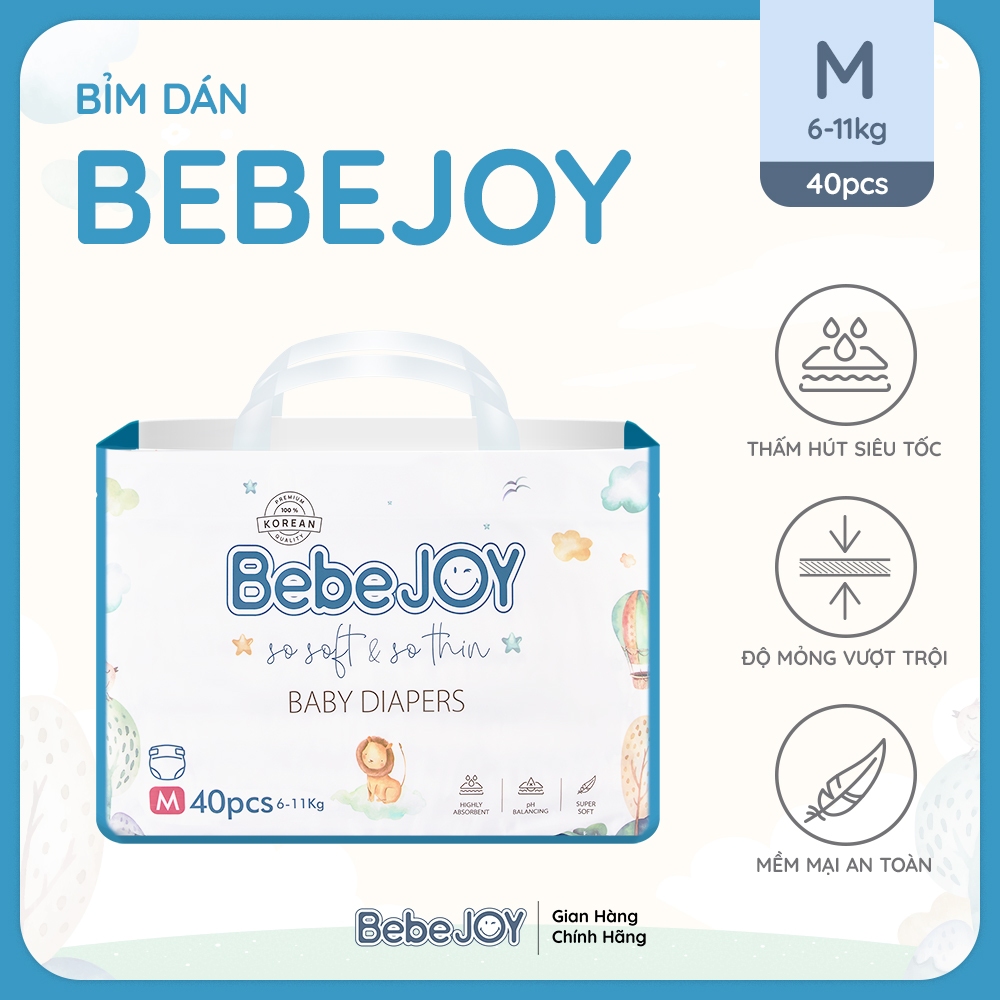 Bỉm dán BebeJOY size M 6-11kg - 40 miếng | Shopee Việt Nam