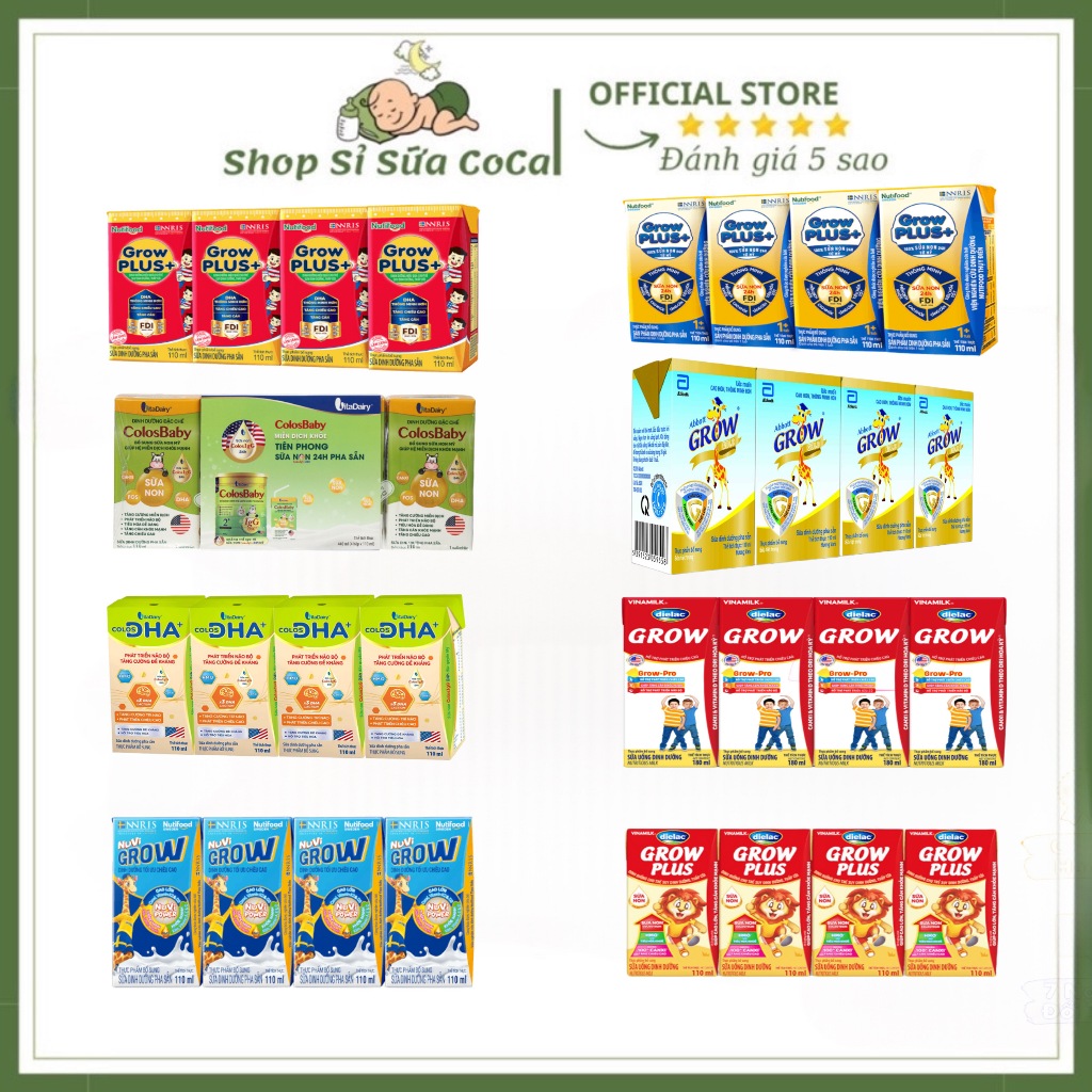 (1 lốc 4 hộp)Sữa bột pha sẵn 110ml đủ loại Vinamilk,Vitadairy,Abbot ...