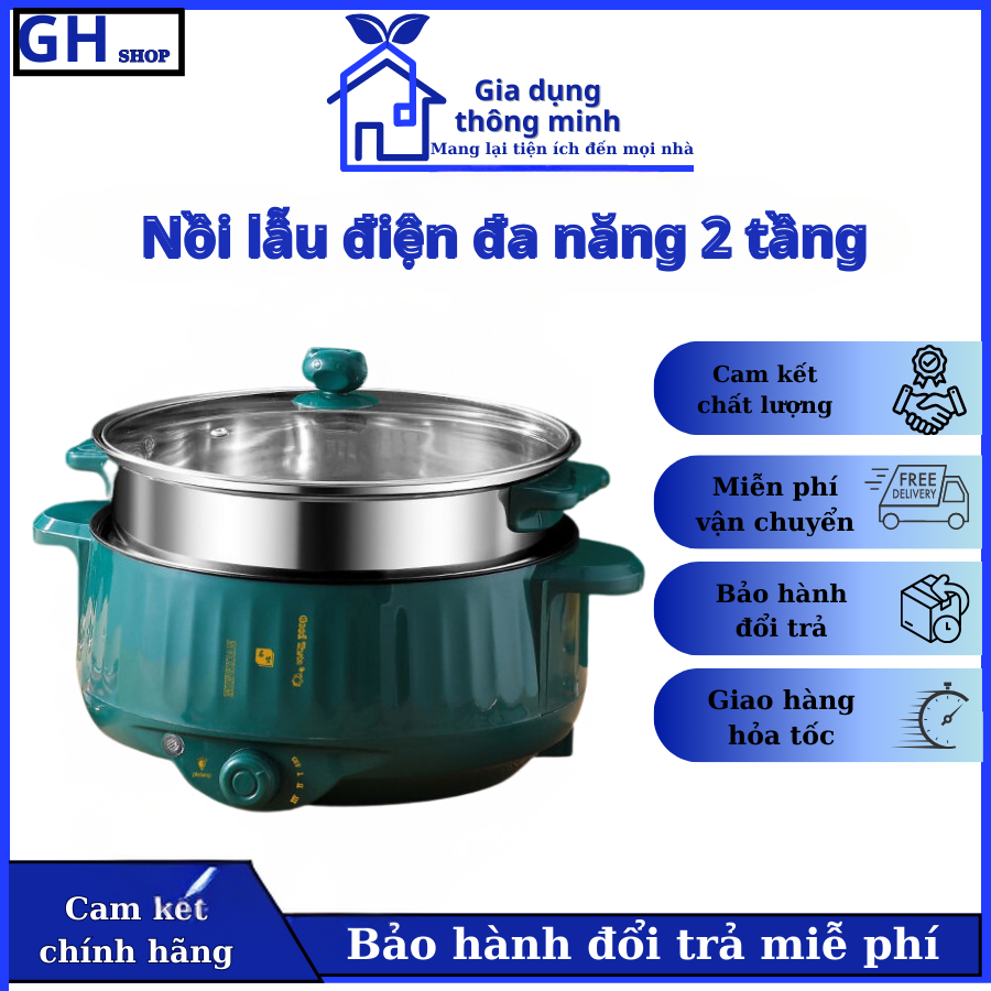 Nồi lẩu điện năng 2 tầng , nồi lẩu xanh ,nồi lẩu điện đa nằn thông minh ...