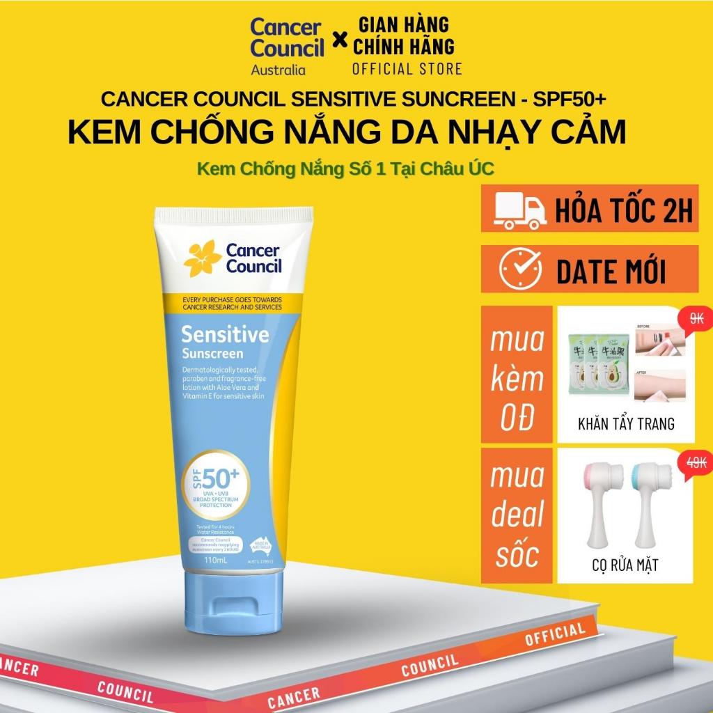 Kem Chống Nắng Cancer Council Sensitive SPF50+/PA++++ 110ml Dành Cho Da ...