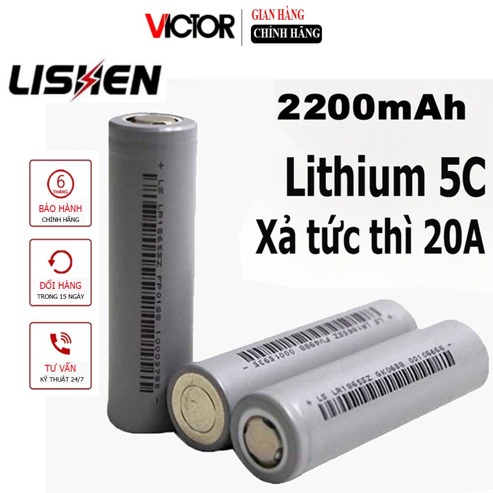 Cell pin 18650 lishen xám 2200 mah dòng xả cao 10C -20A (hàng mới ...