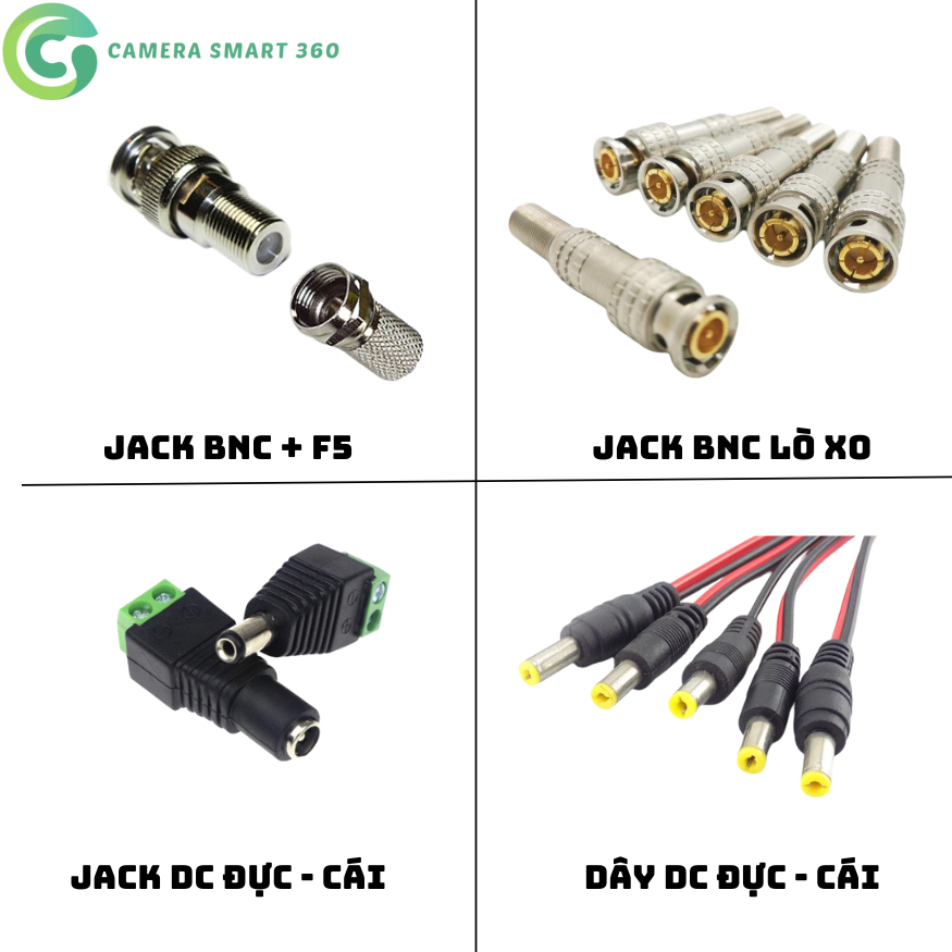 Đầu nối tín hiệu camera Jack BNC F5/Lò Xo, Jack nguồn DC đực cái, dây DC đực cái nối nguồn, dây ...