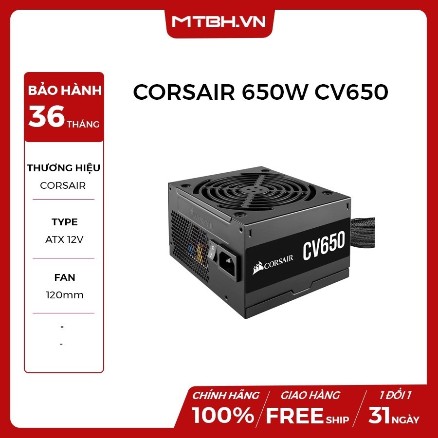 Nguồn Máy Tính Corsair 650W CV650 Hàng Chính Hãng | Shopee Việt Nam