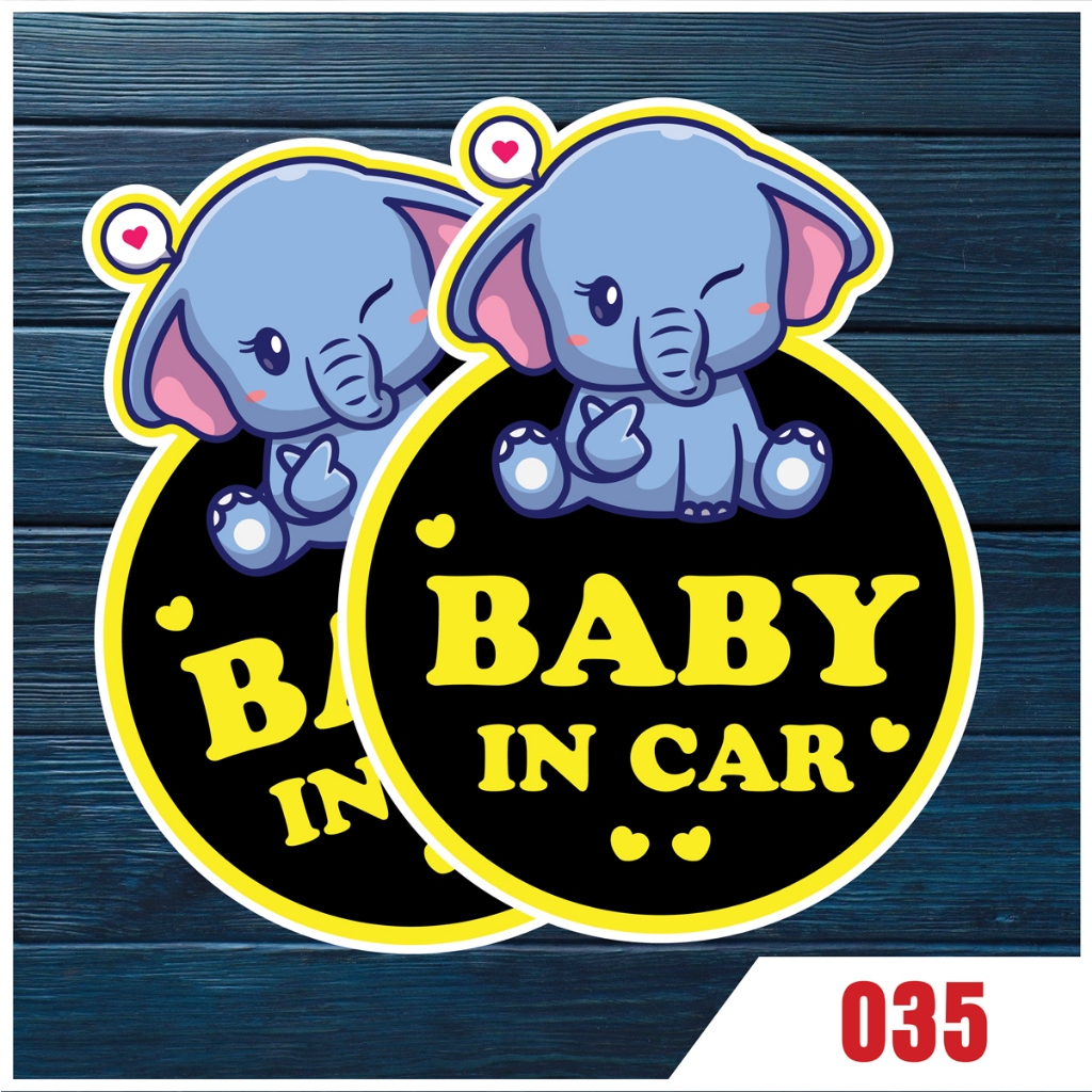 Combo 2 miếng tem sticker dán decal Baby In Car hình con voi dán xe ô ...