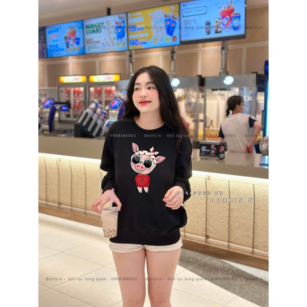 Áo dài tay SW HEO HỒNG chất liệu da cá mềm mịn không xù lông | Shopee Việt Nam