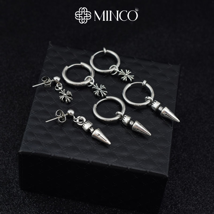 Khuyên tai chrome heart Minco Accessories chất liệu titan kiểu dáng cực ...