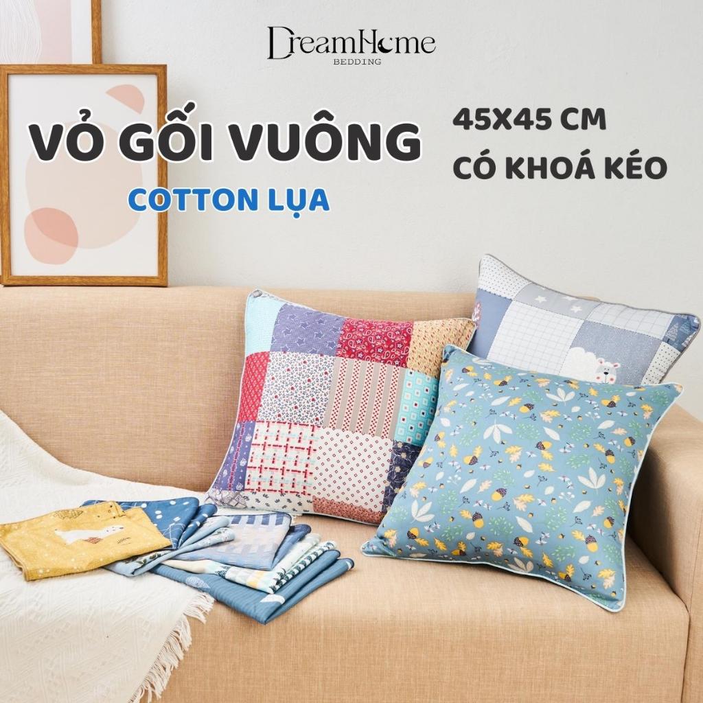 Vỏ Gối Vuông 45x45 Cotton Lụa Khóa Kéo Lót Bông Dreamhomebeddin Gối Tựa ...