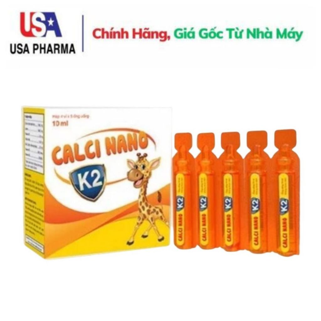 Siro CALCI NANO K2 Bổ sung Calci và các vitamin giúp xương, khớp, răng chắc khỏe - Hộp 20 ống x ...
