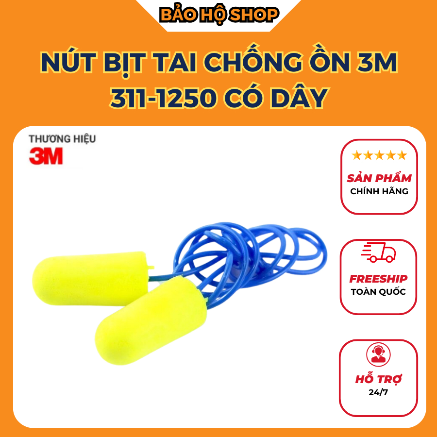 Nút bịt tai chống ồn 3M 311 - 1250, chất liệu mềm mịn, bảo vệ tai, đạt ...