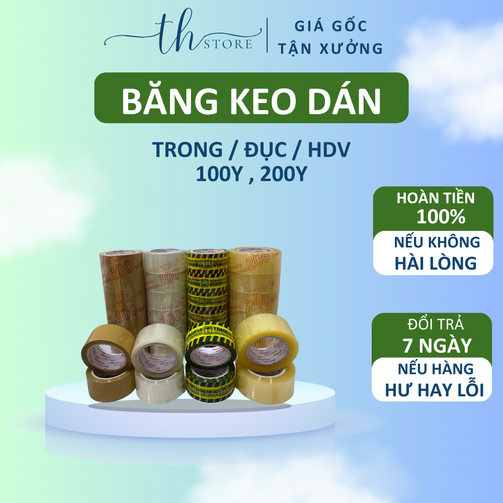 Băng keo hàng dễ vỡ 1kg 1,2kg 1,8kg TH Shop lõi mỏng 5mm , băng dính dán thùng băng keo dán siêu ...