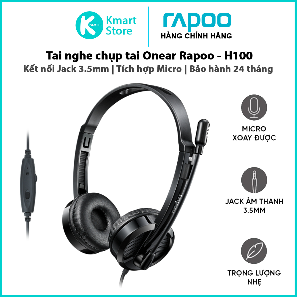 Tai nghe chụp tai có dây Onear Rapoo H100 Wired Stereo | Kết nối jack 3 ...